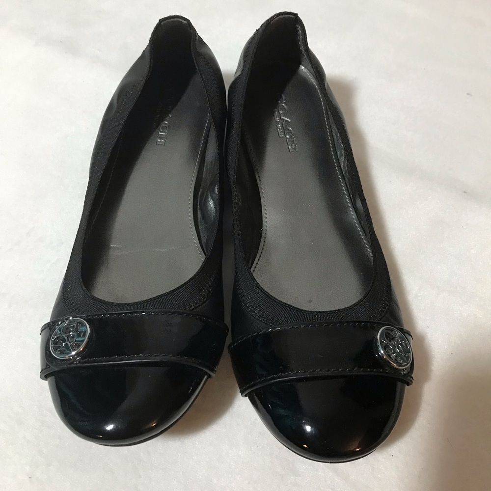 Coach Black Patent Leather Chelsea Ballet Flats Shoes… - Gem